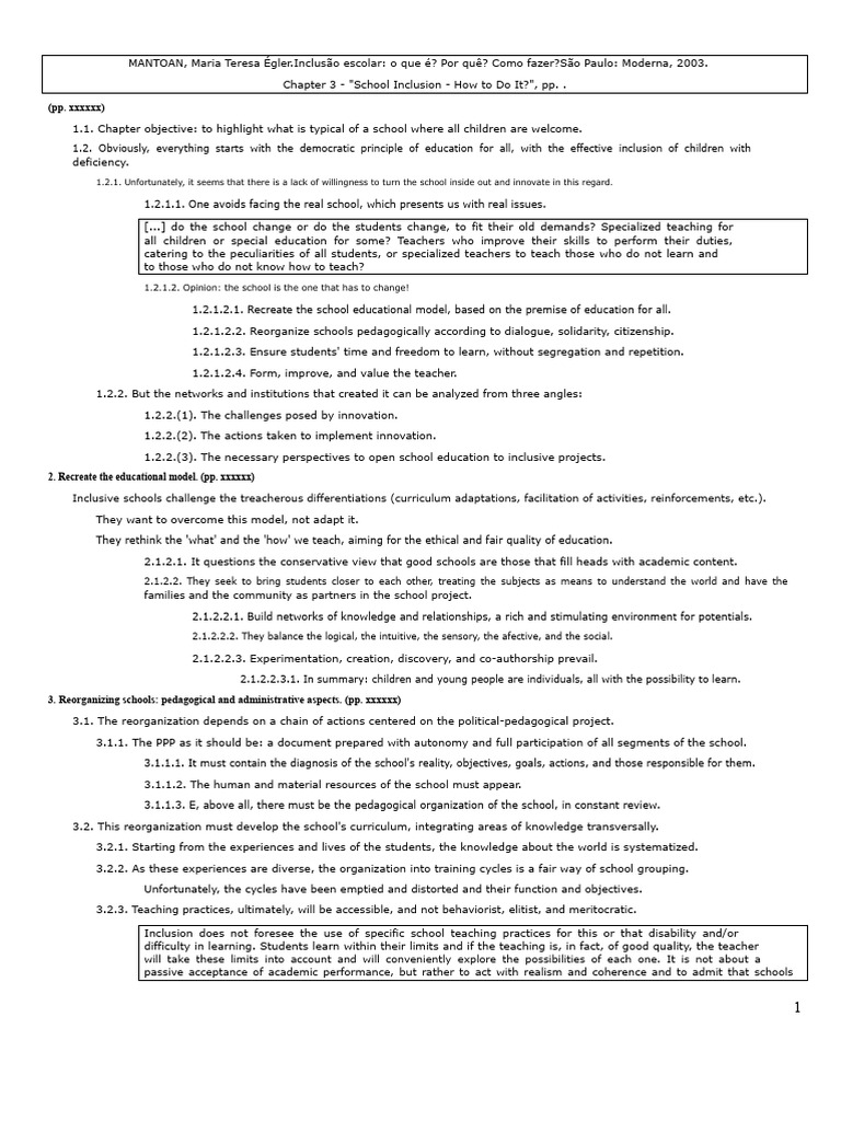 MANTOAN, Maria Teresa. [2003] Chap_3 - School Inclusion - how to do it ...