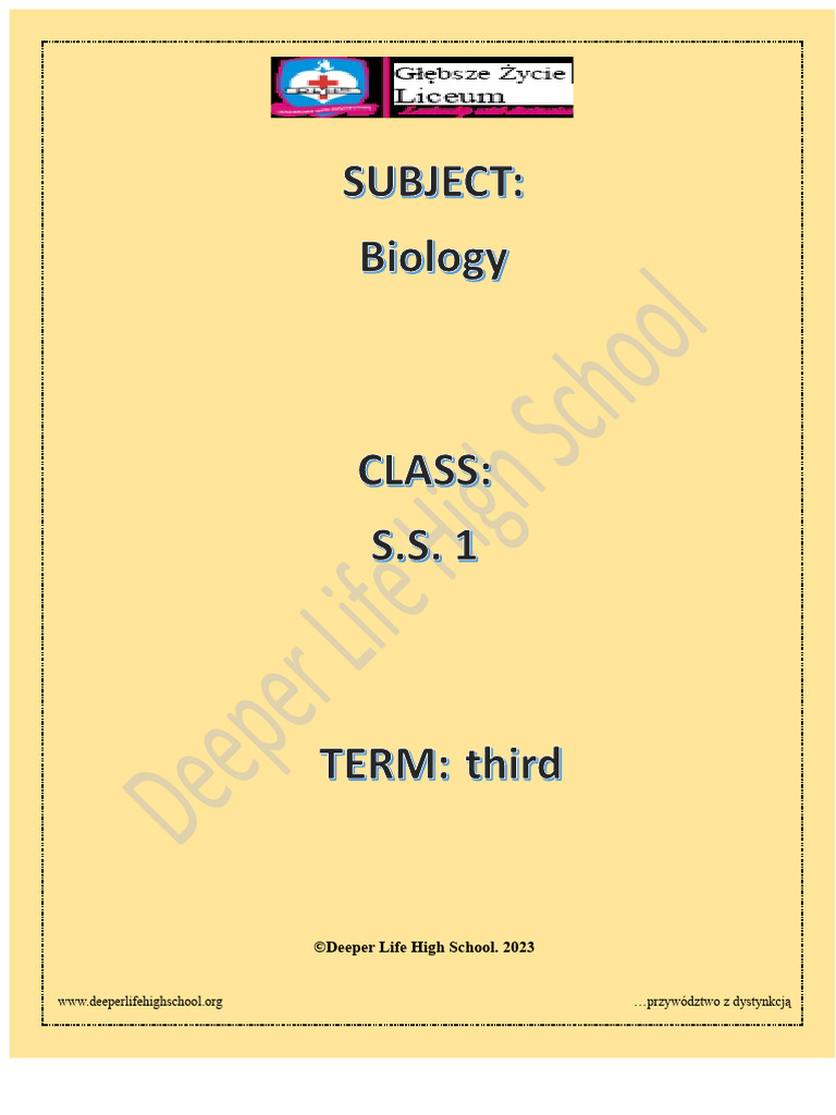 BIOLOGIA SS1 3. TERMIN E-NOTATKI (Zrecenzowane) | PDF