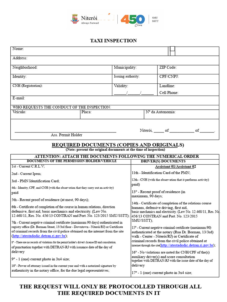 taxi_inspection_form 2023 | PDF | Identity Document | Government And ...