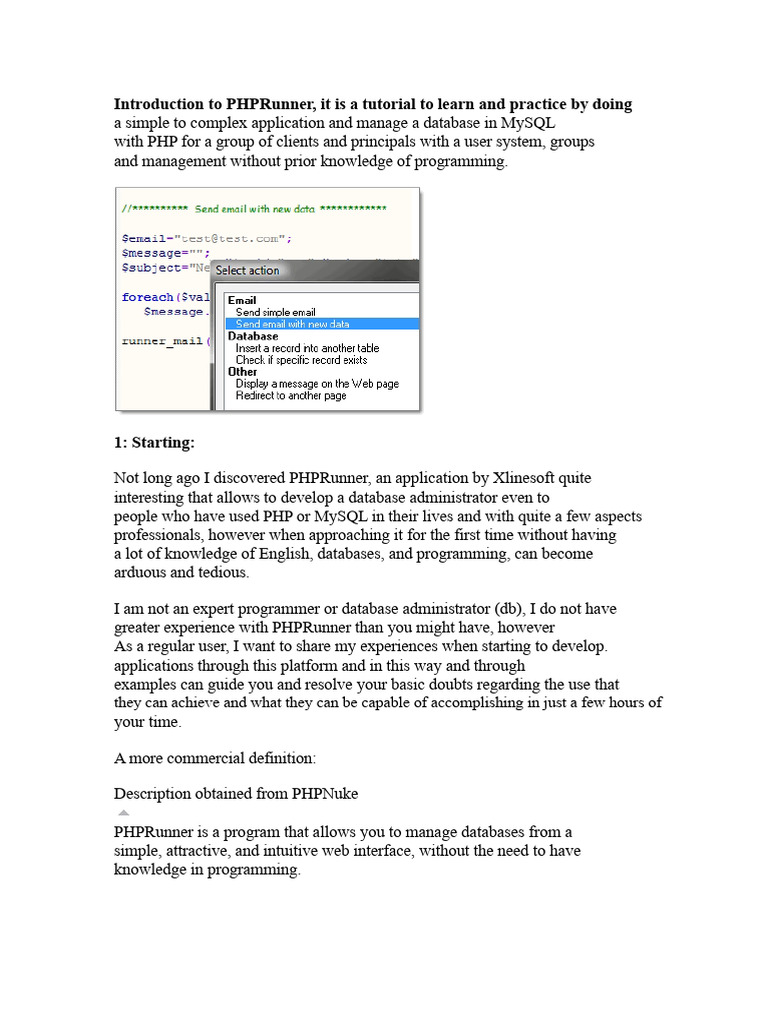 PHPRunner Tutorial for Database Management | PDF | Databases | My Sql