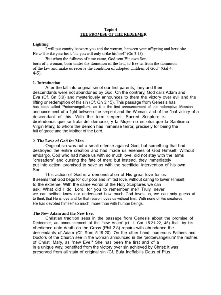 Theme 4 The Promise of the Redeemer | PDF | Jesus | God The Father