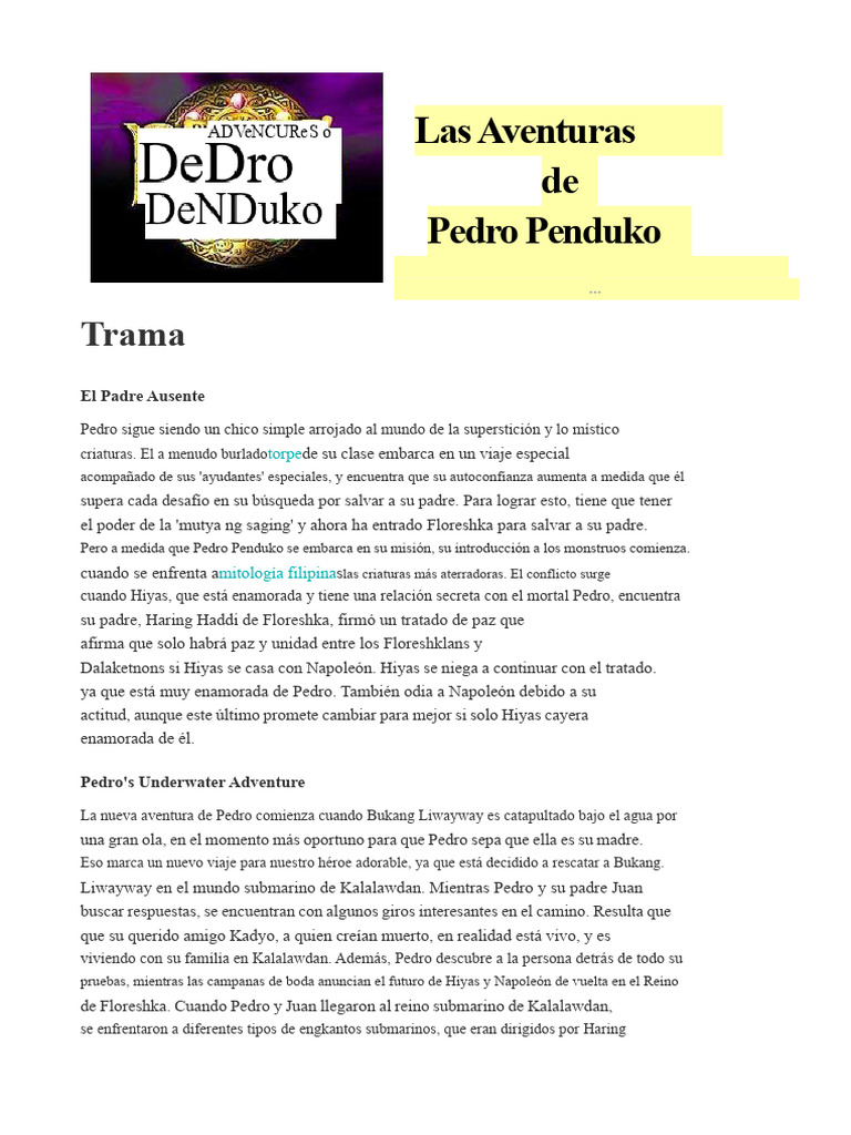 Aventuras de Pedro Penduko en mitología | PDF