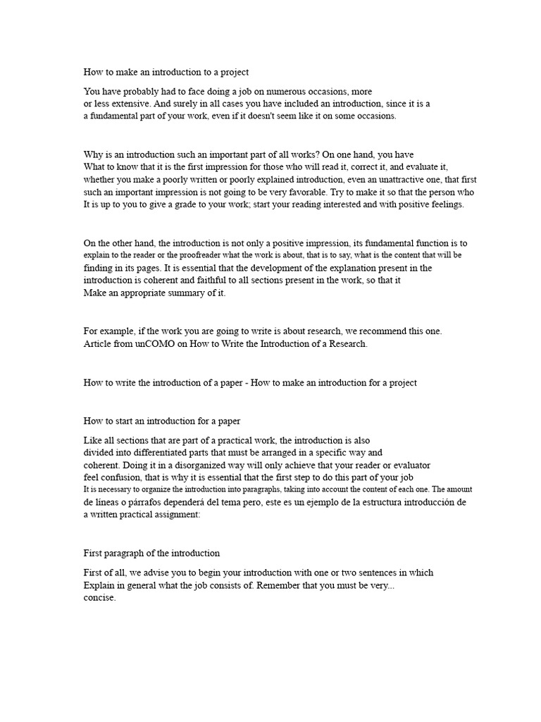 How to Write an Introduction for a Project | PDF