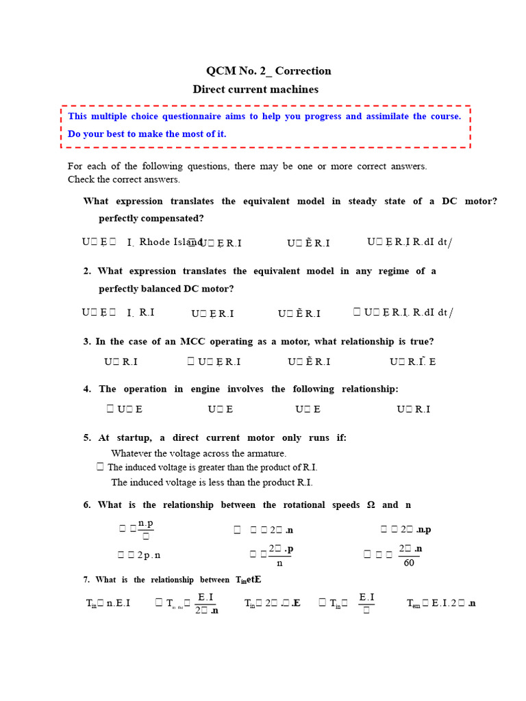 MCQ No. 2_correction | PDF | Direct Current | Multiple Choice