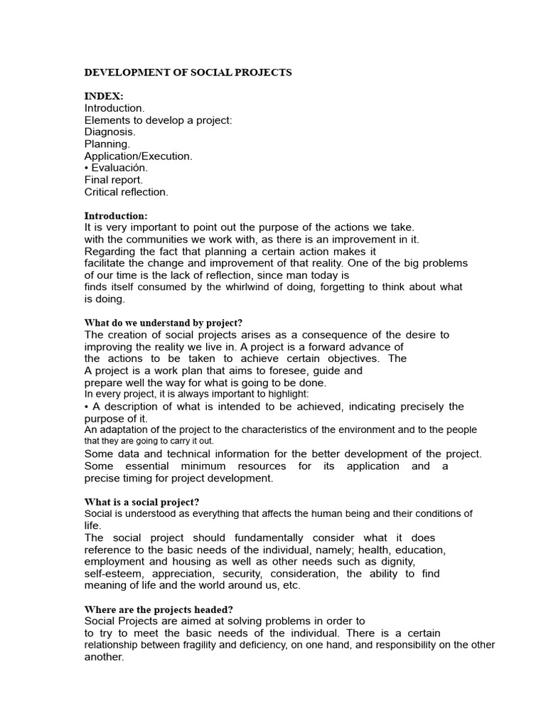 Social Project Development Guide | PDF | Evaluation | Methodology