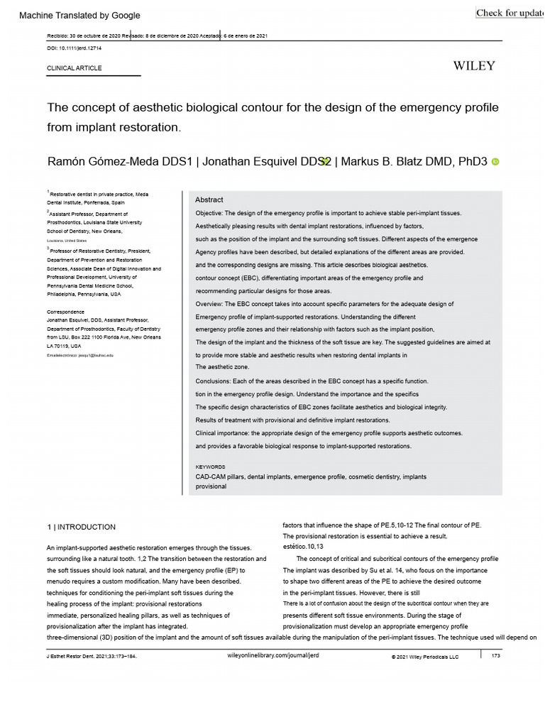 Aesthetic Biological Contour in Implant Design | PDF | Dental Implant ...
