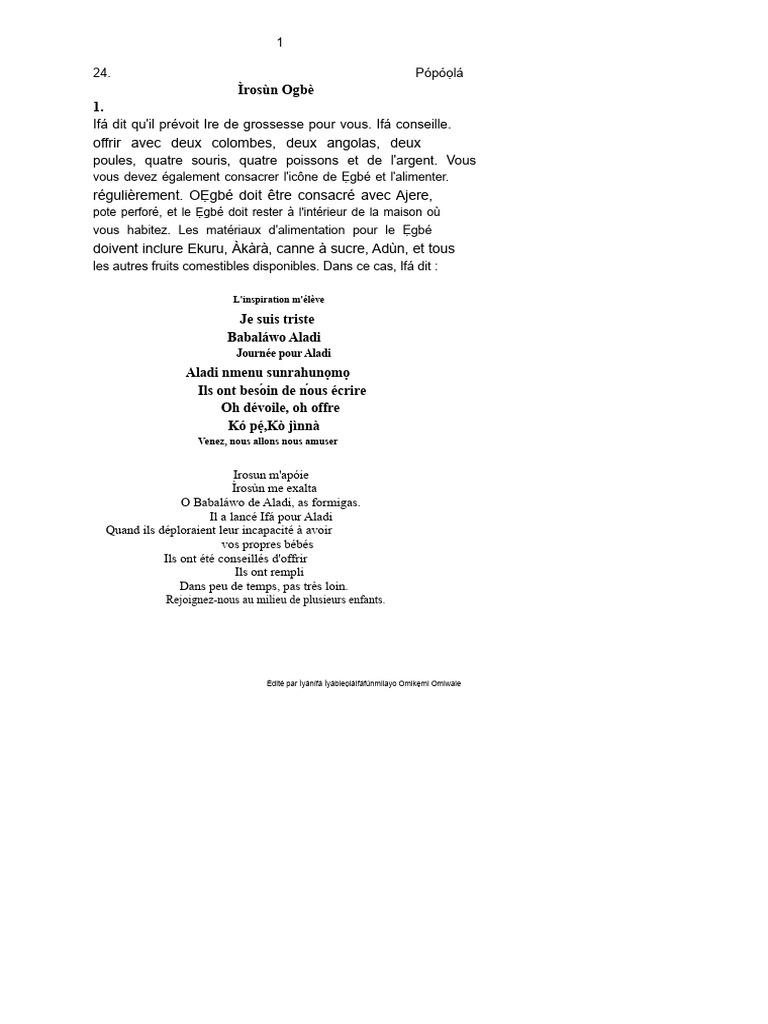 Offrandes et conseils d'Ifá pour la prospérité | PDF