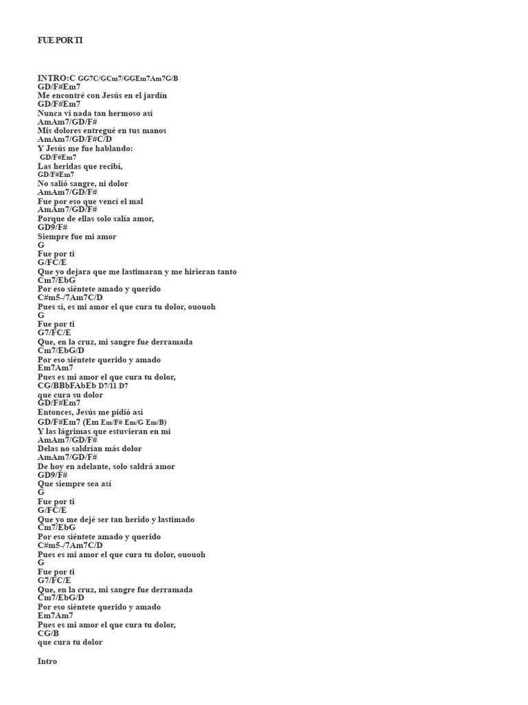 "Fue por Ti: Canción de Amor y Sanación" | PDF