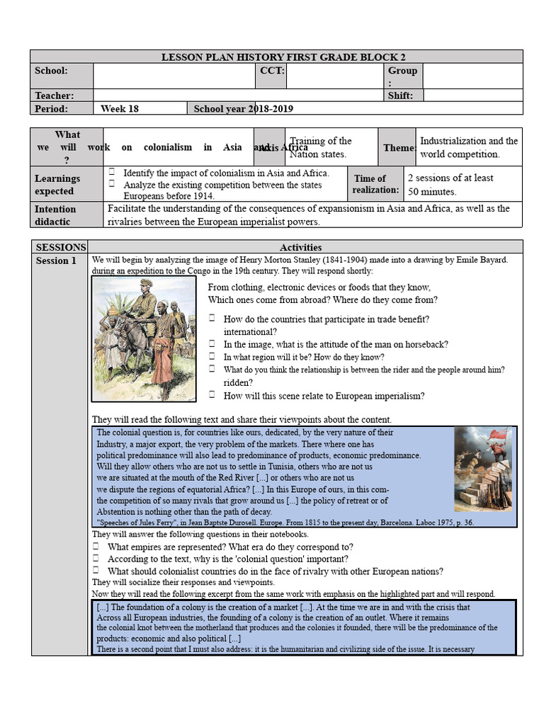 First Grade Lesson Plan: Colonialism Impact | PDF | Imperialism ...