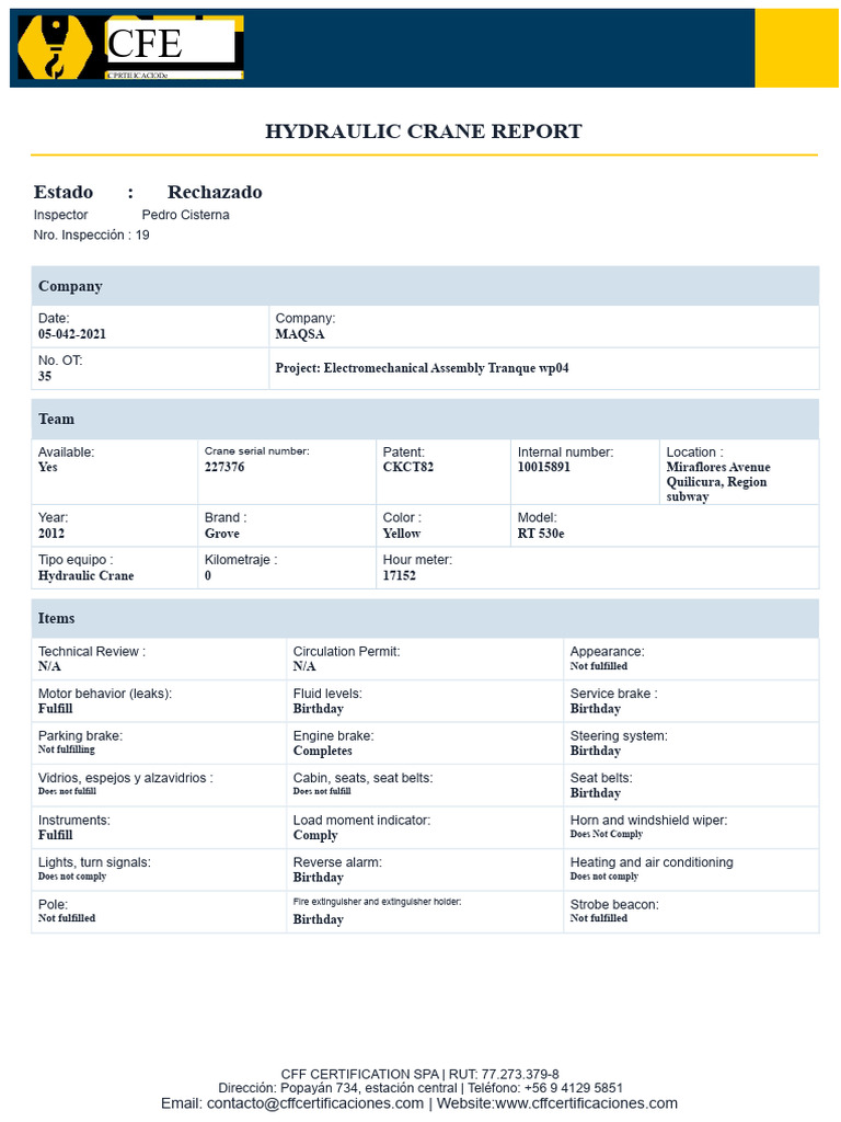 Hydraulic Crane Report 35 | PDF | Vehicles | Motor Vehicle