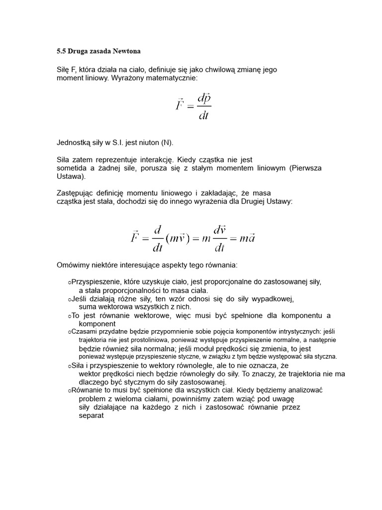 5.5 Druga Zasada Newtona | PDF