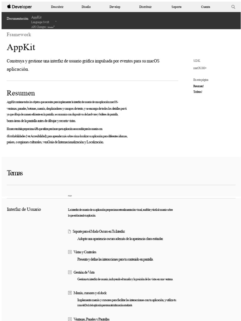 AppKit | Documentación para Desarrolladores de Apple | PDF | Interfaces gráficas de usuario | Mac OS
