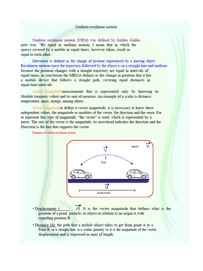 Understanding Uniform Rectilinear Motion | PDF | Euclidean Vector | Speed