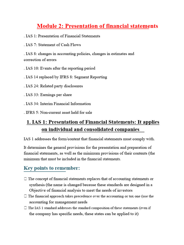 Financial Statement Presentation Standards | PDF | International ...