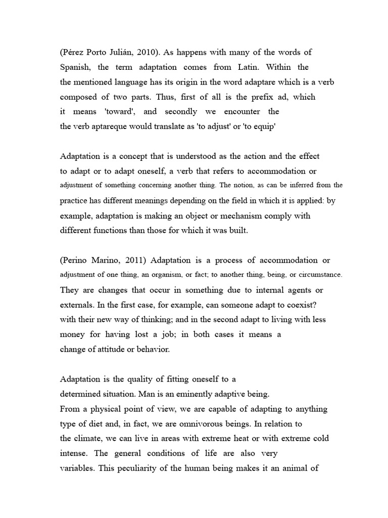 Concepts of Adaptation | PDF | Adaptation | Evolution