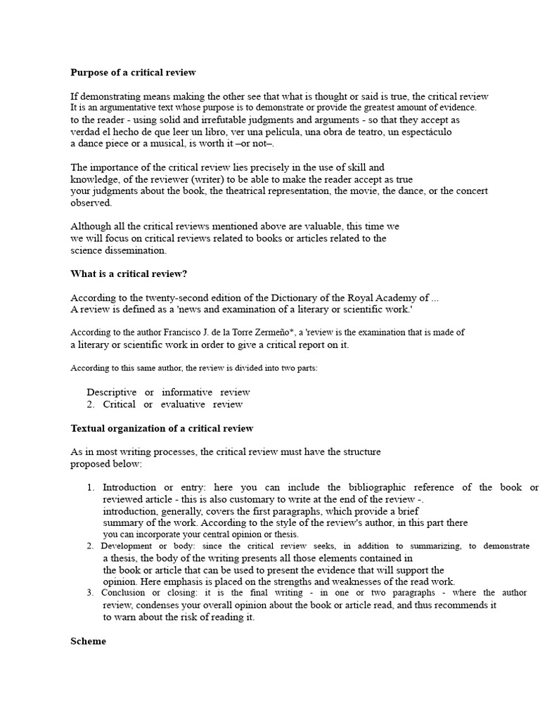 Understanding Critical Reviews in Literature | PDF | Hypothesis | Evidence