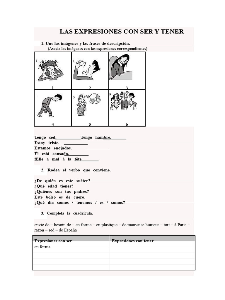 Actividad 4 - Las Expresiones Con Ser Y Tener | PDF