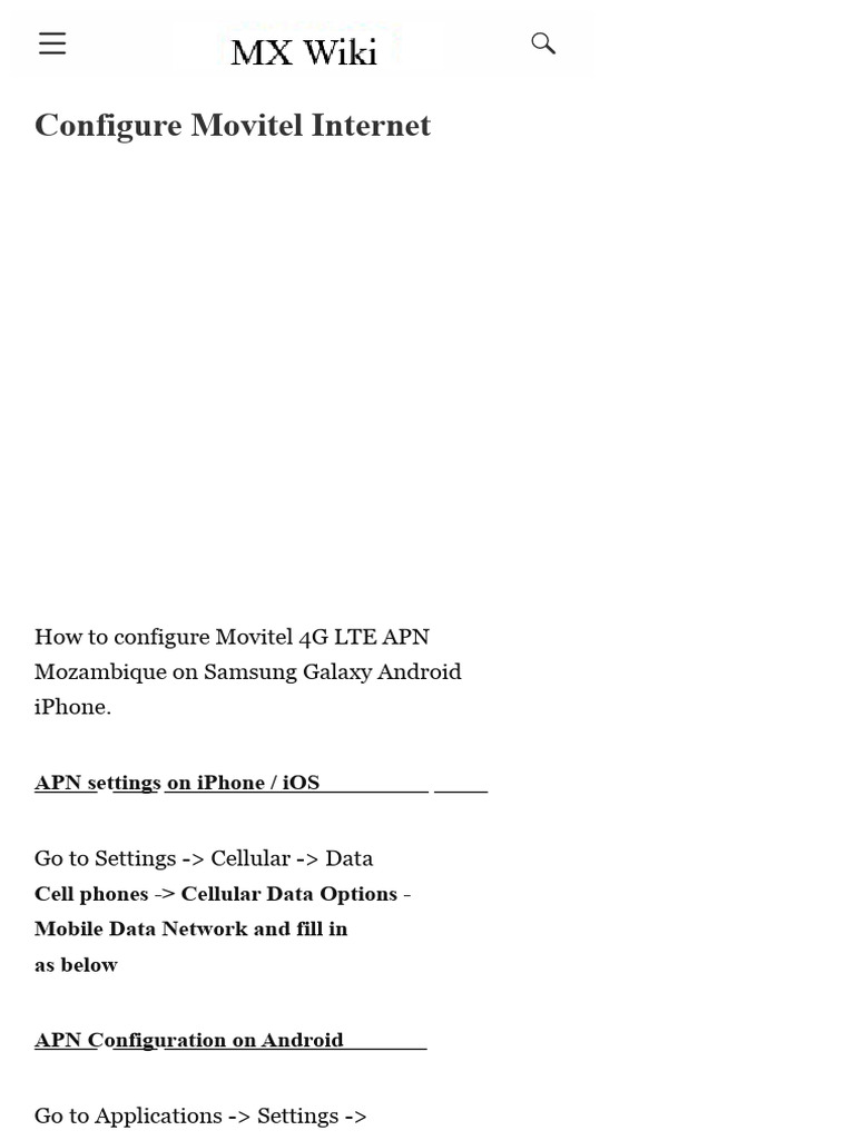 Movitel 4G LTE APN Setup Guide | PDF