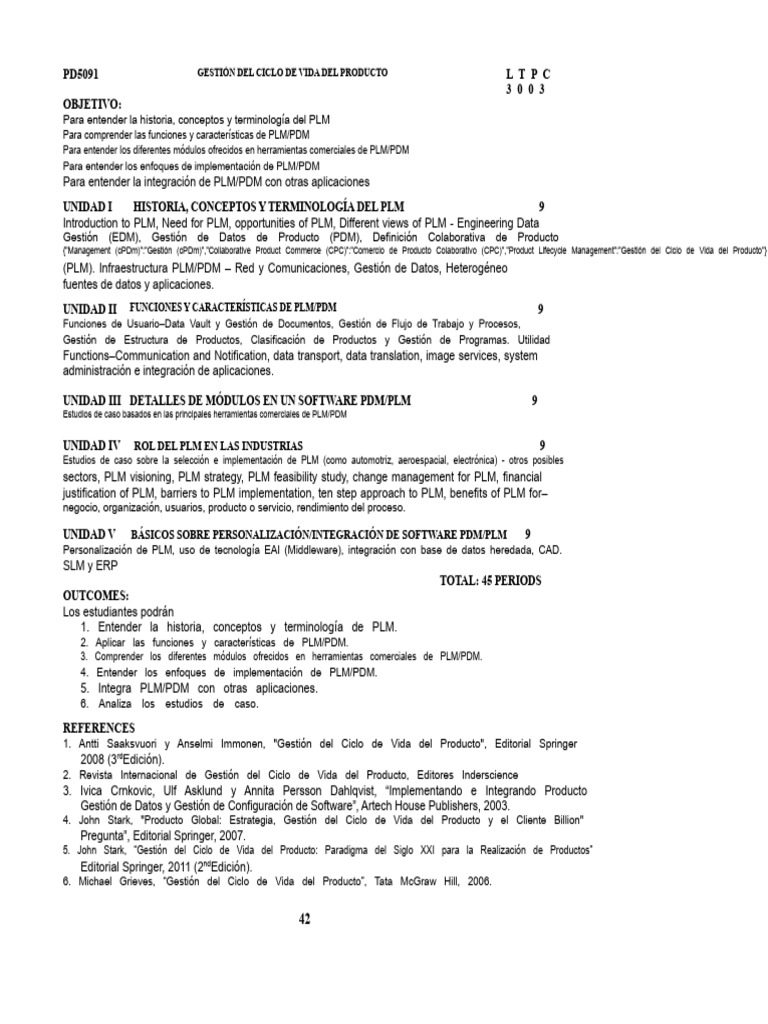Plan de estudios de PLM | PDF | Software | Ingeniería de software