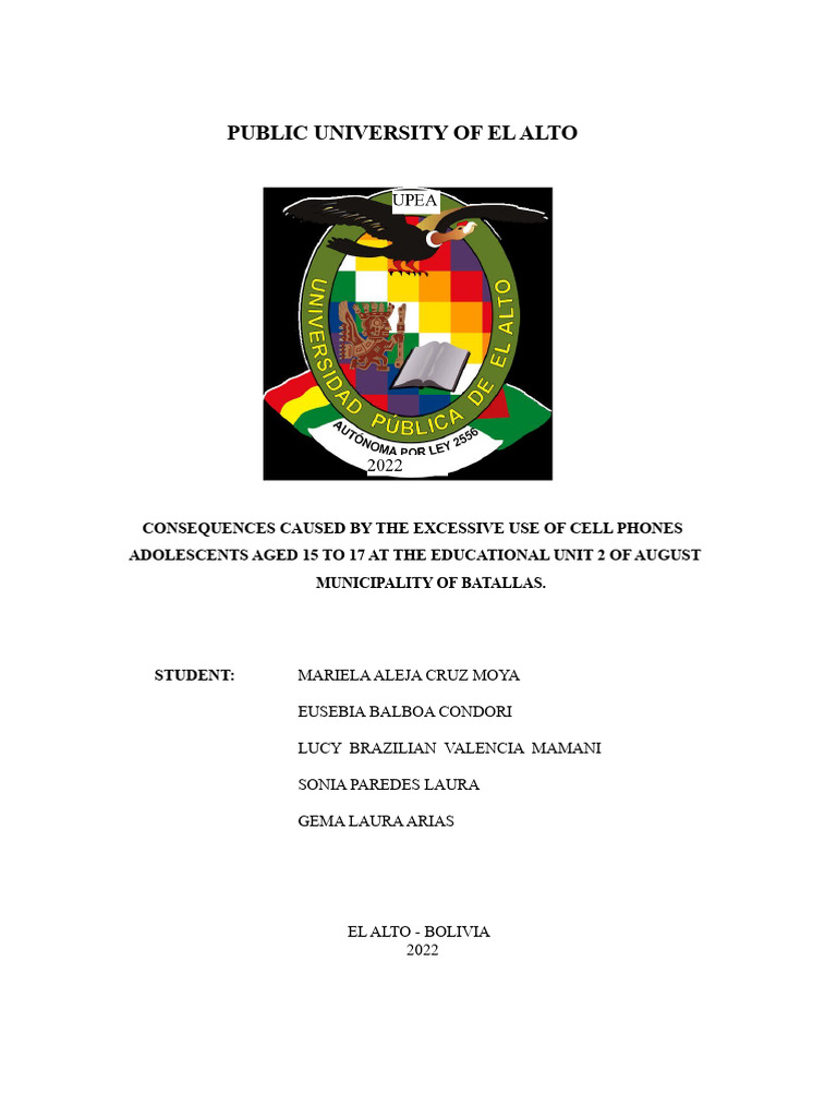 Consequences caused by excessive use of cell phones Monograph | PDF ...