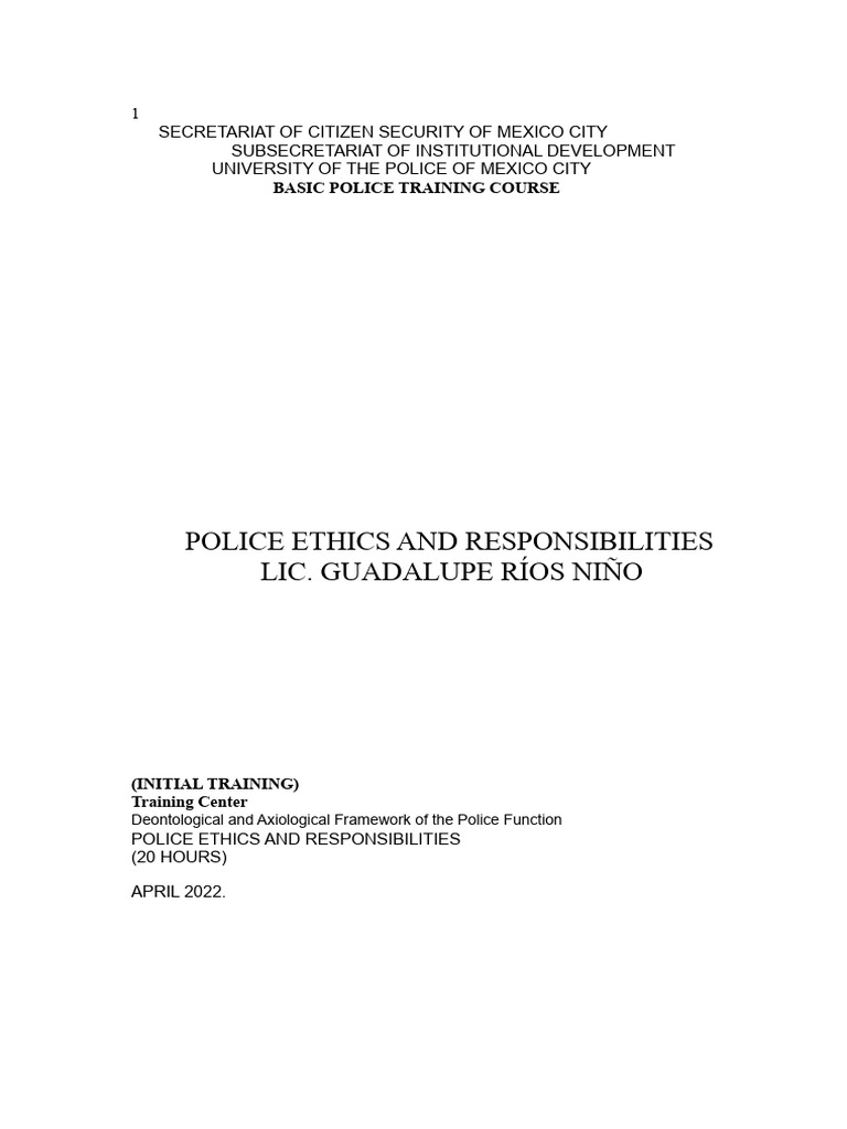 Police Ethics and Responsibility | PDF | Police | Crimes