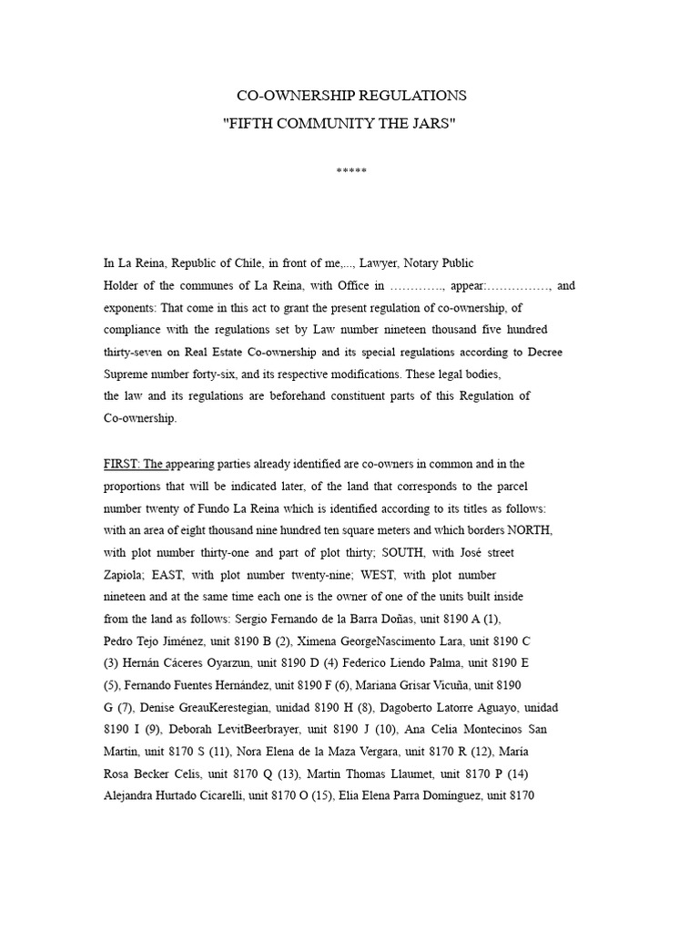 CO-OWNERSHIP REGULATIONS | PDF | Condominium | Banks