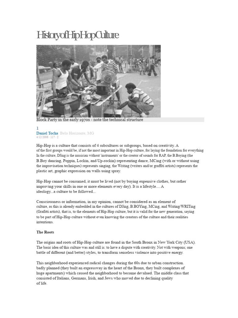 History of Hip Hop Culture | PDF | Disc Jockey | Popular Music