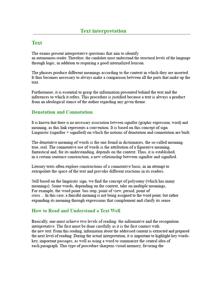 Understanding Text Interpretation Techniques | PDF | Semantics ...