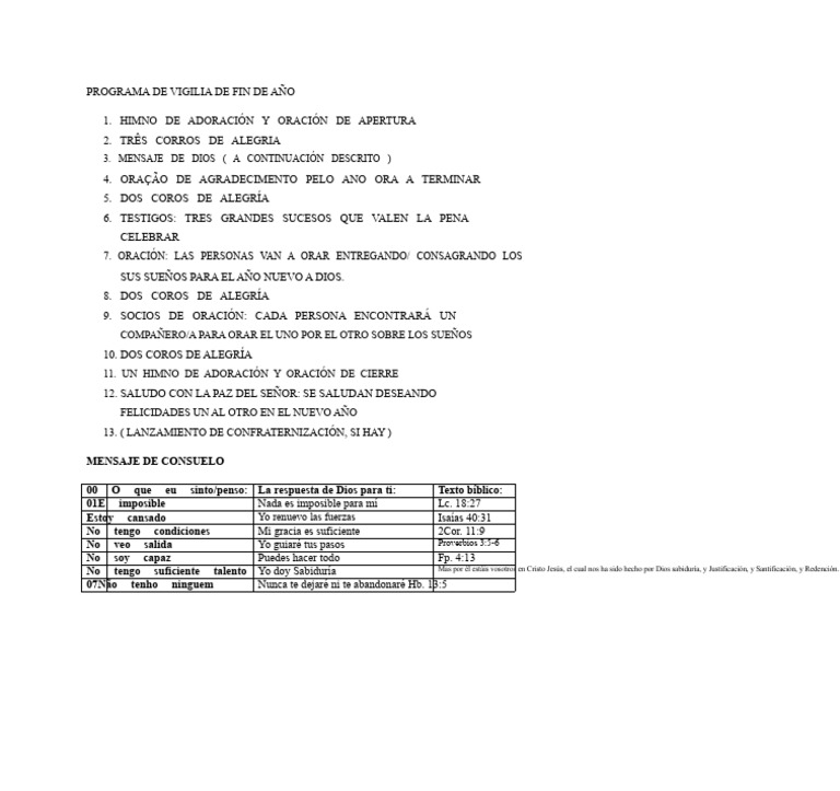 PROGRAMA DE VIGILIA DE FIN DE AÑO.docx | PDF
