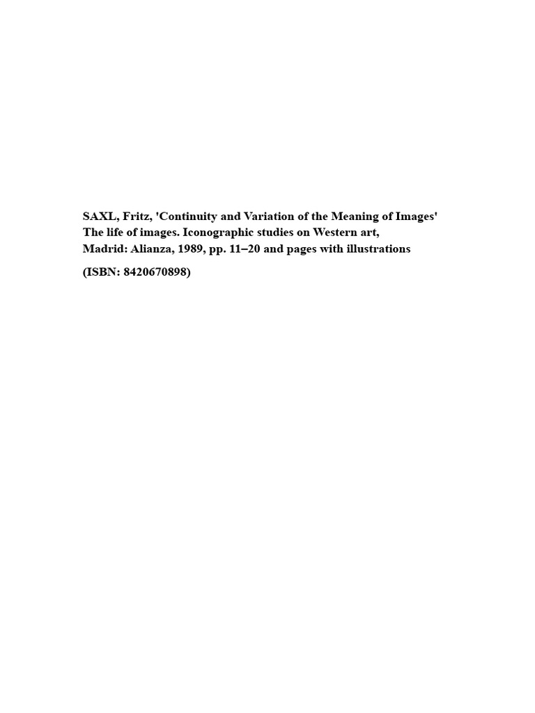 2. Saxl, chapter Continuity and Variation of the Meaning of Images ...