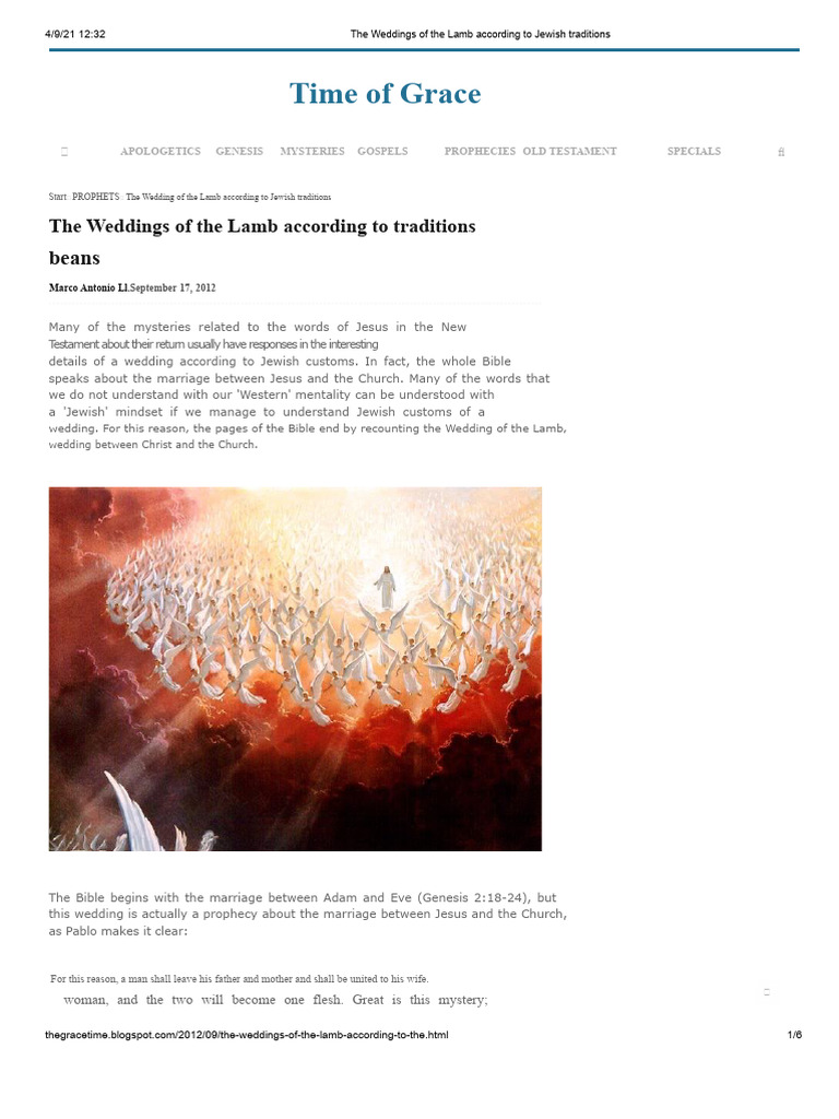 The Wedding of The Lamb According To Jewish Traditions | PDF | Jesus ...