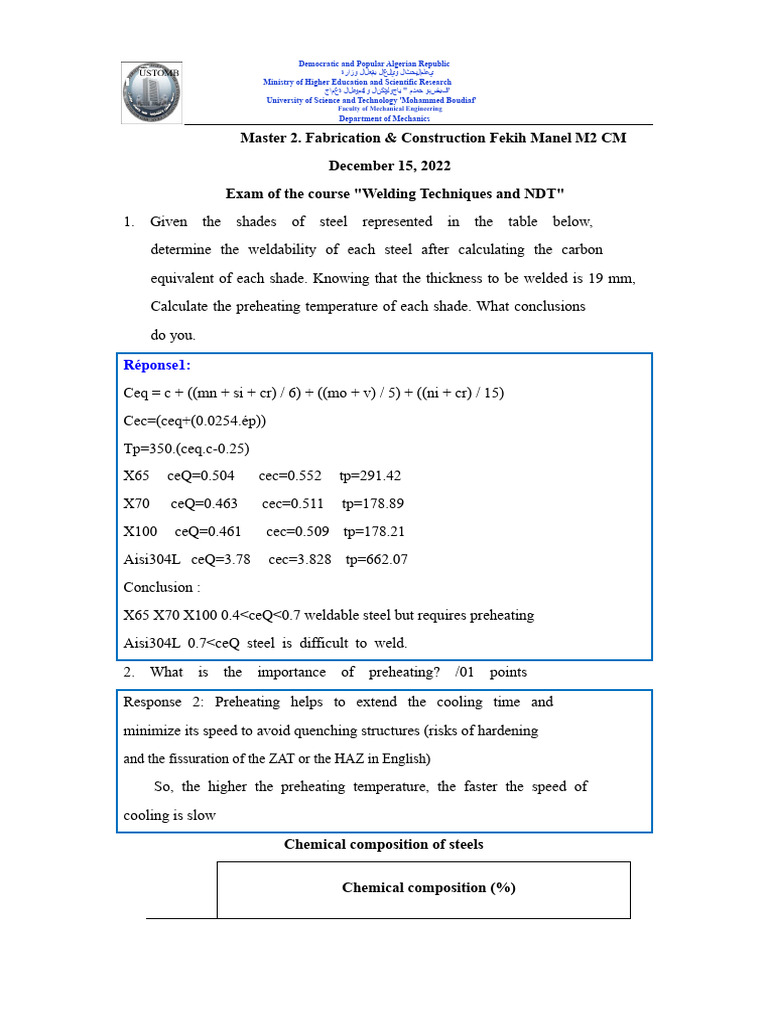 Welding Exam Solutions M2 CM | PDF | Joining | Welding