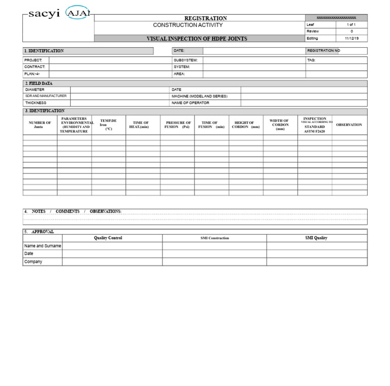 Visual Inspection of HDPE Joints | PDF | Applied And Interdisciplinary ...