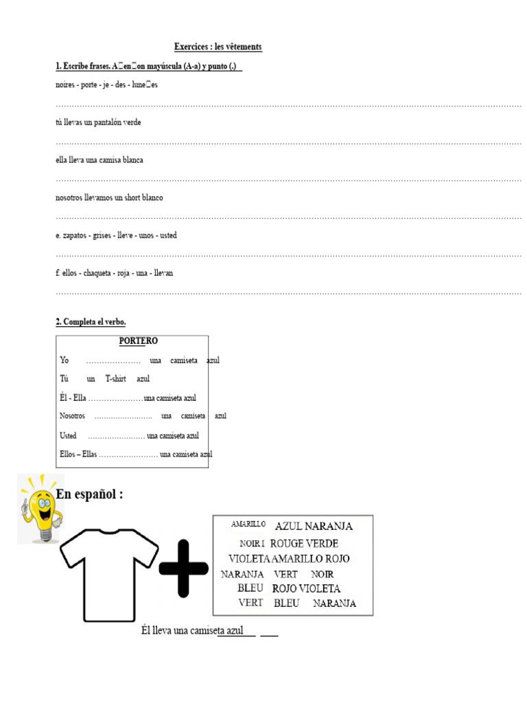 La Ropa Y Los Colores Ex2 | PDF