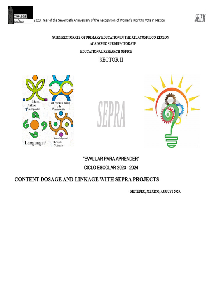 S.ii Dosage of Contents and Linkage With Sepra 3 Projects | PDF ...
