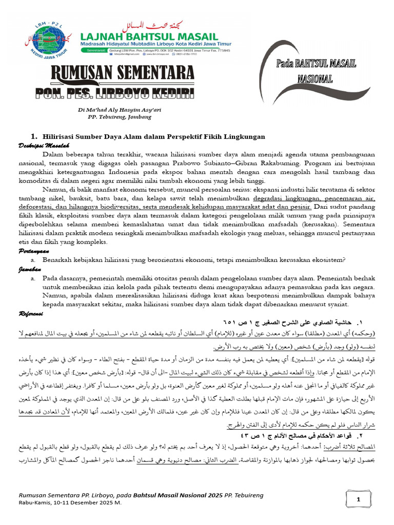Rumusan BMN PP - Tebuireng | PDF