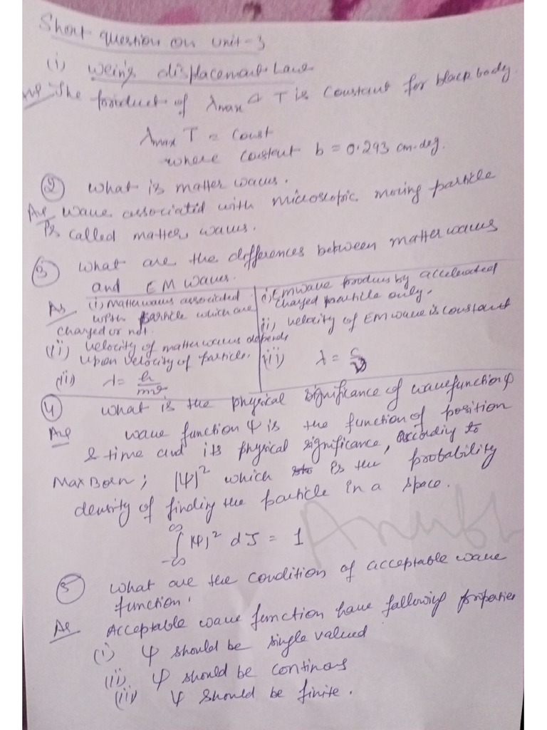 Unit 3 Quantum Mechanics Short | PDF