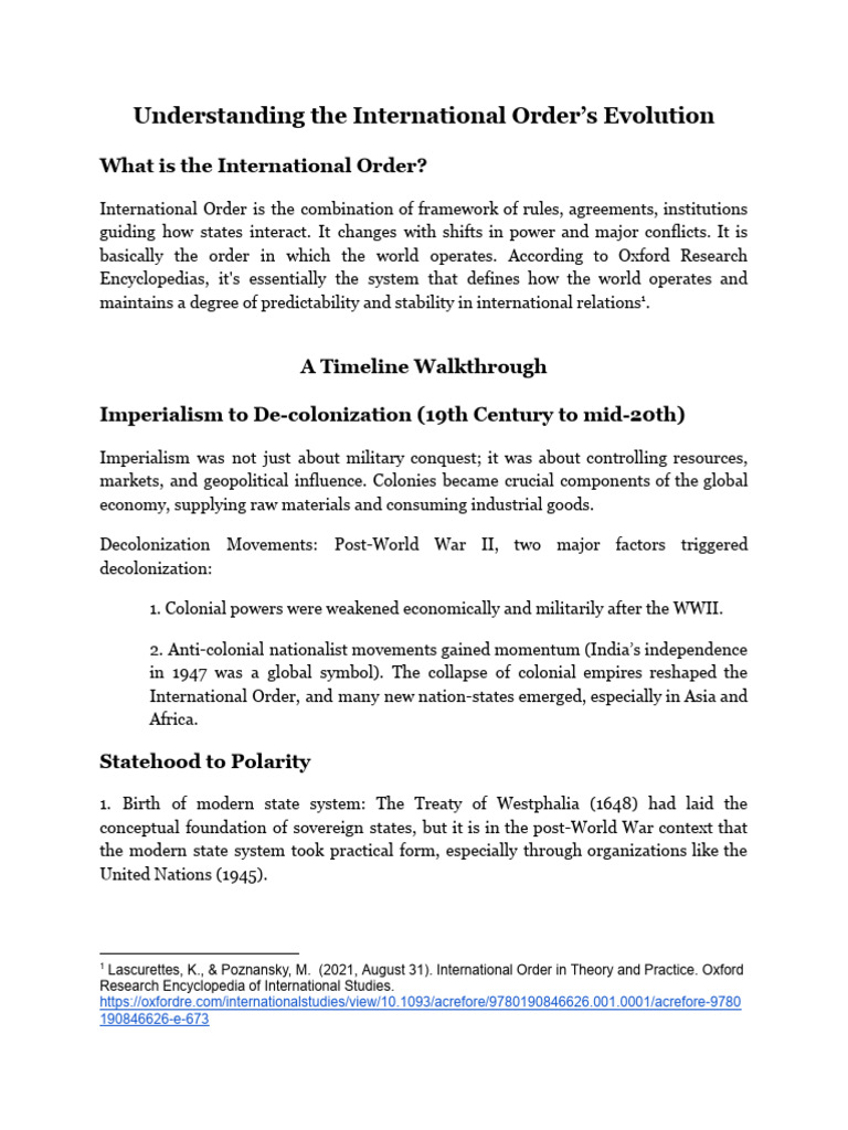 Evolution of the International Order | PDF | Decolonization | Imperialism