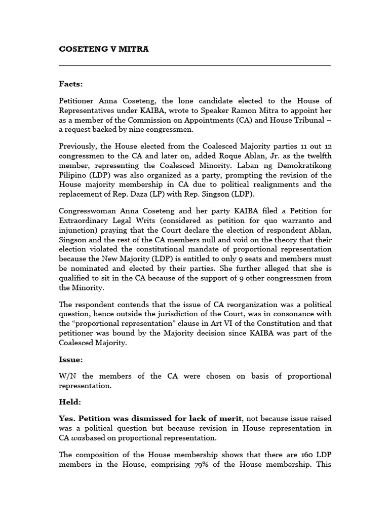 COSETING VS MITRA | PDF | Public Law | Justice