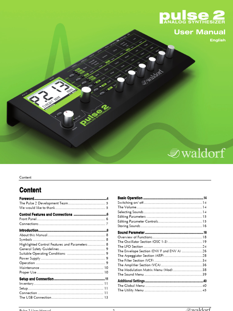 Pulse 2 Synthesizer User Manual | PDF | Synthesizer | Usb