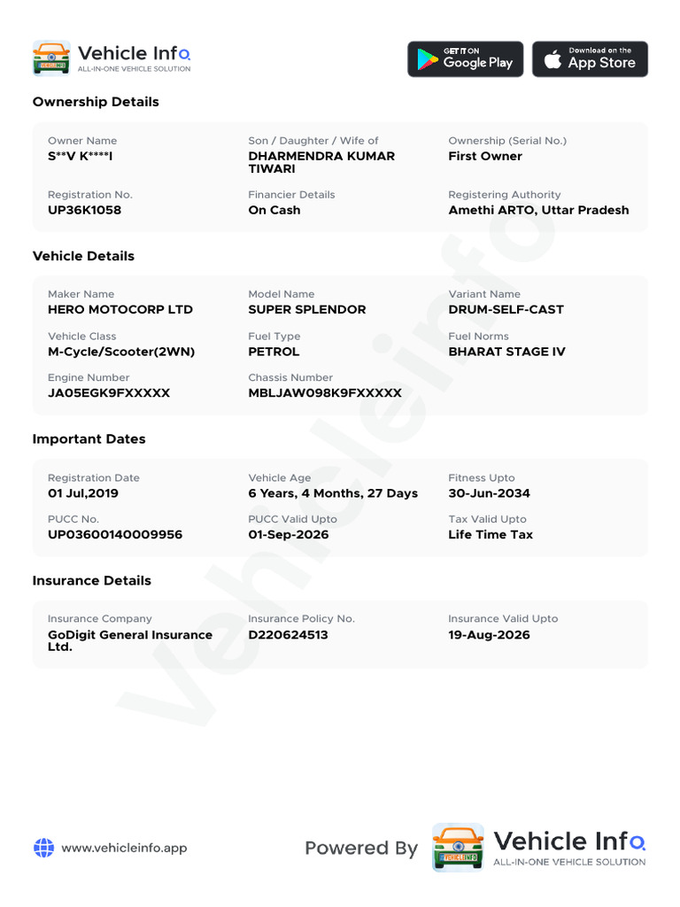 Vehicle Ownership and Details Report | PDF