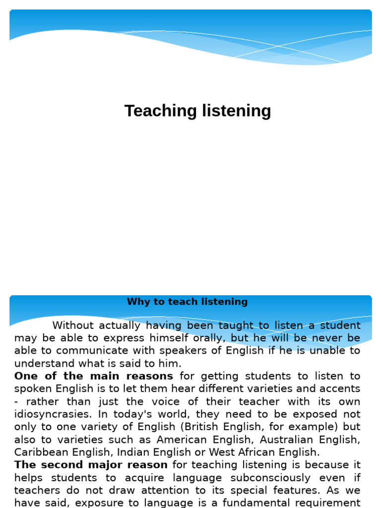 Effective Strategies for Teaching Listening | PDF | English Language ...