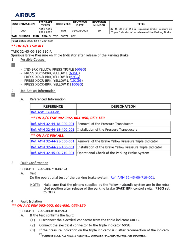 Spurious Brake Pressure Troubleshooting Guide | PDF | Airliner | Aviation