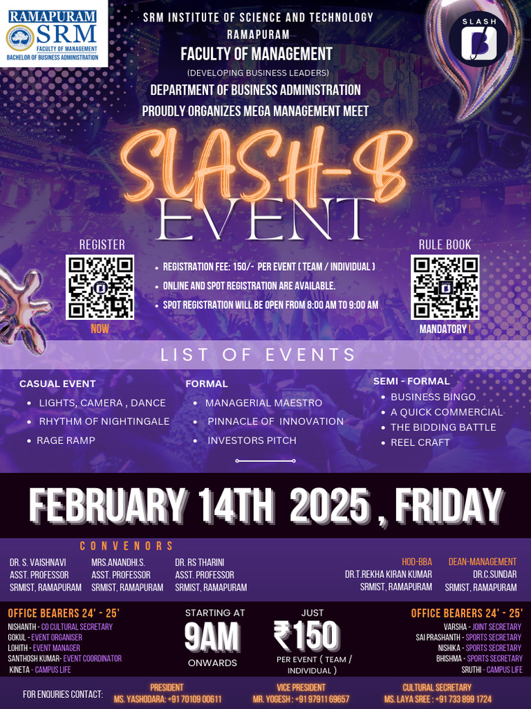 Nishanth- Co Cultural Secretary Gokul- Event Organiser Lohith- Event ...