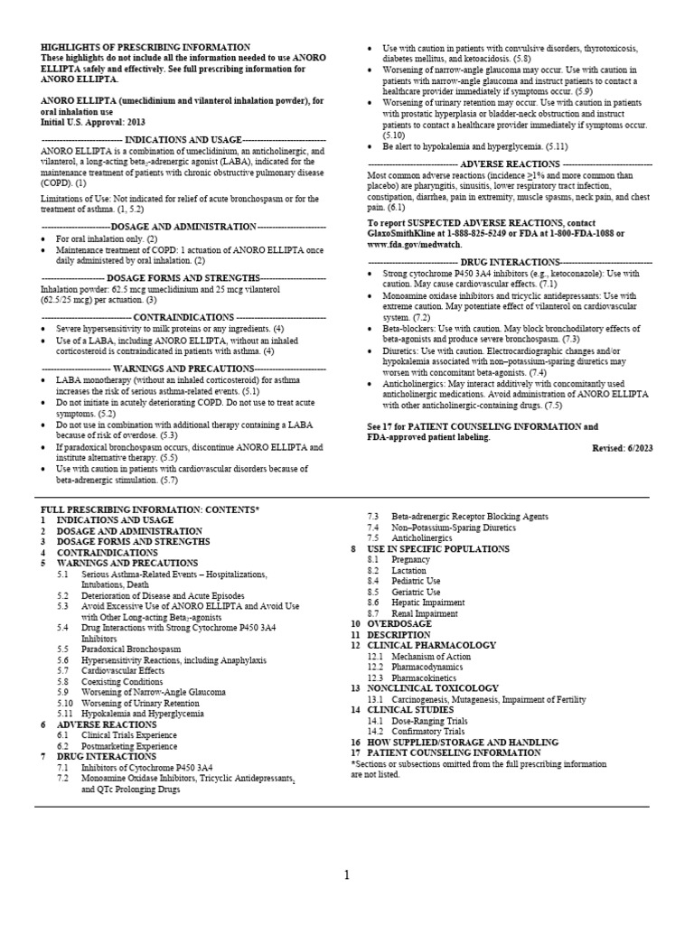 Anoro Ellipta Pi Pil Ifu | PDF | Asthma | Chronic Obstructive Pulmonary ...