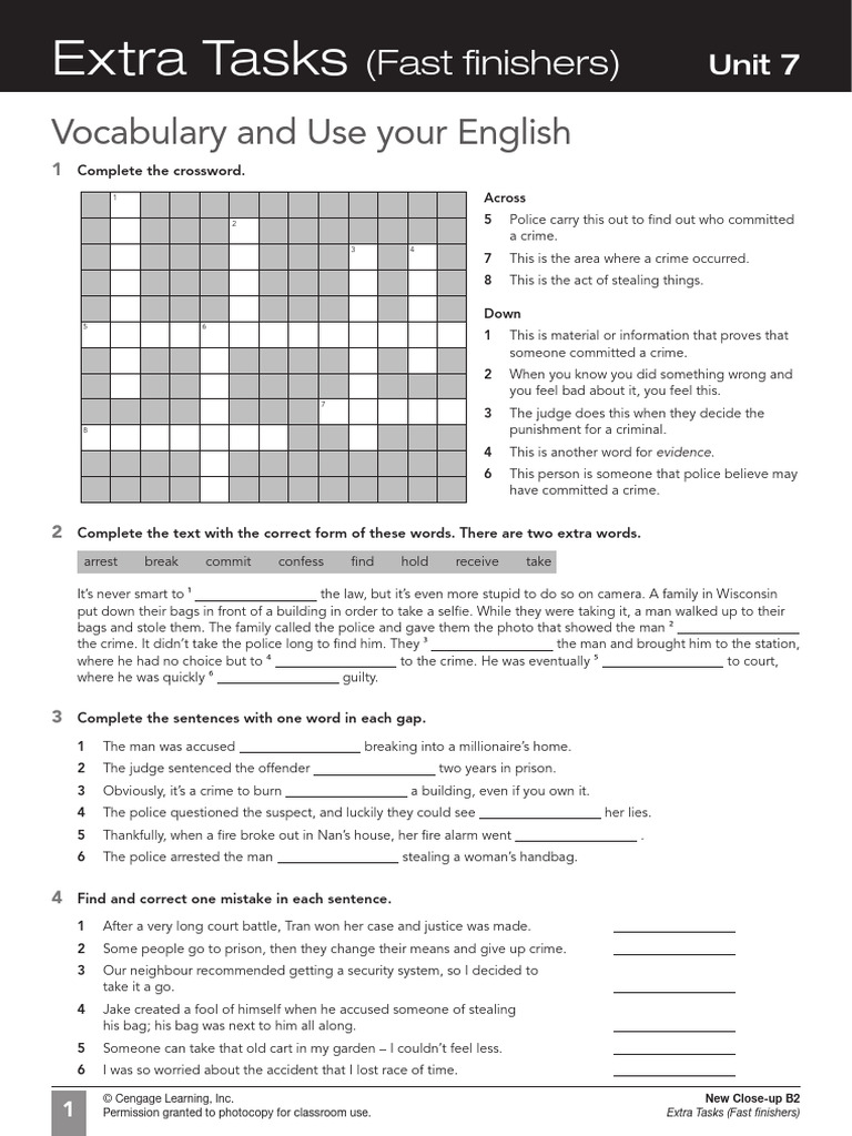 Extra English Tasks for Fast Finishers | PDF | Crimes | Crime & Violence