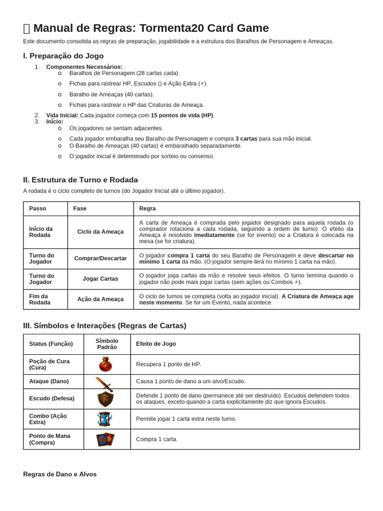 ? Manual de Regras - Tormenta20 - Card Game | PDF | Jogos | Videogames