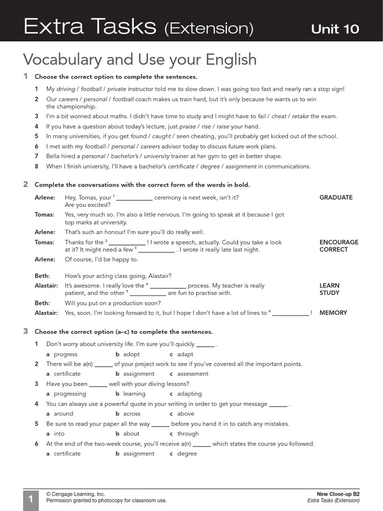 Vocabulary and Grammar Exercises for B2 | PDF | Learning