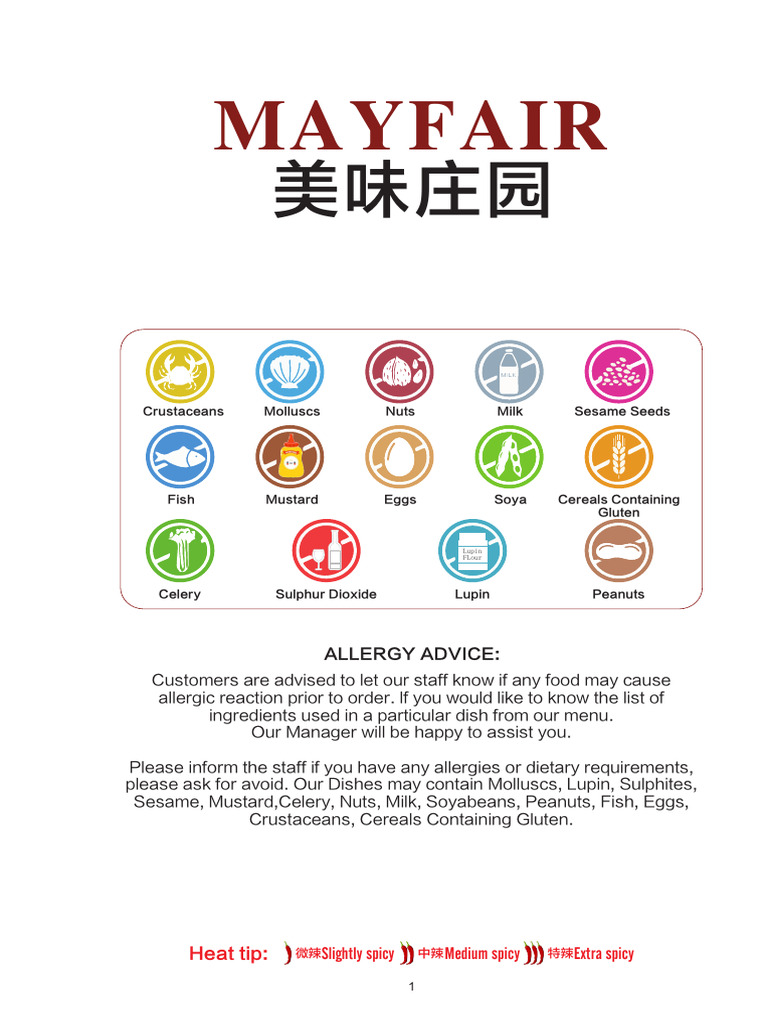 Mayfair Chinese Restaurant Menu | PDF | Tofu | Cuisine
