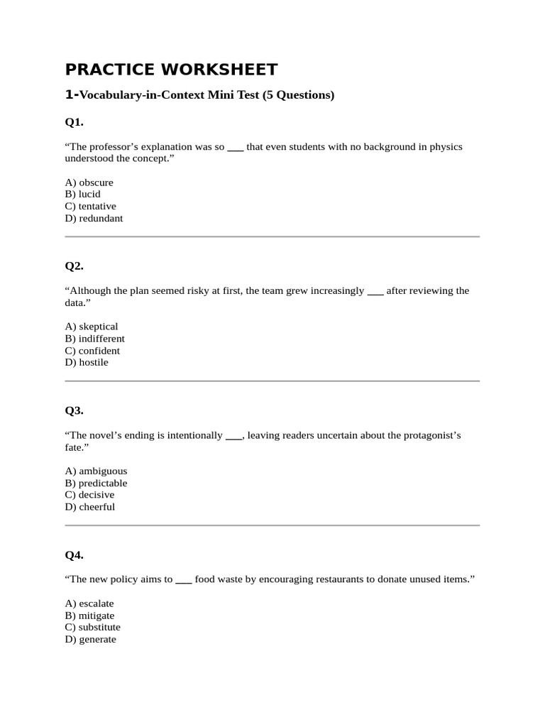 Practice Worksheet | PDF | Argument | Evidence